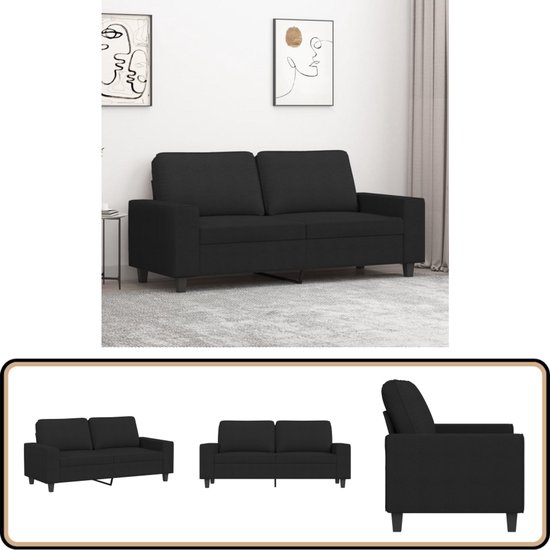 vidaXL Tweezitsbank - 140 cm - Stof - Zwart Tweezitsbank - Zwarte Bank ...