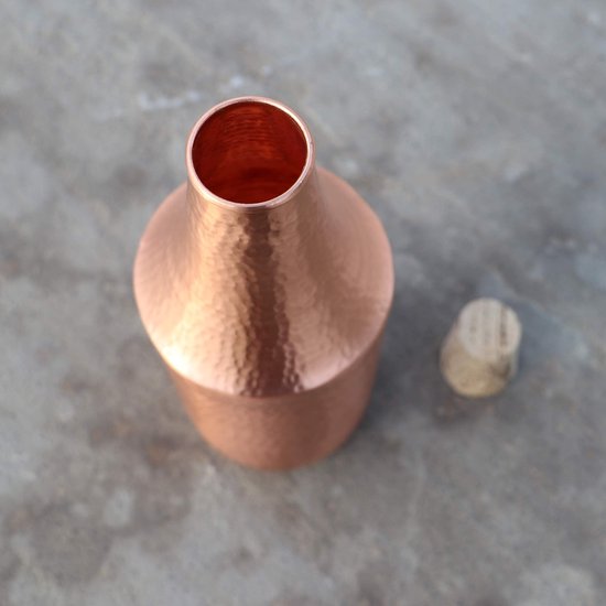De Kulture Hand Hammered Vintage Pure Copper Water Bottle With Wooden ...