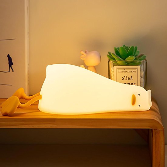 Nachtlampje Kinderen Silicone Eend Timer Dimbaar USB Oplaadbaar Touch ...