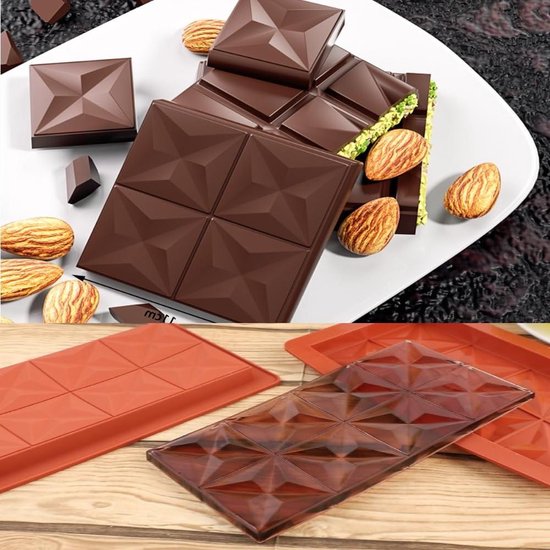 Siliconen chocoladevorm 2 stuks - Diepe chocolade bonbons - Dubai vorm ...