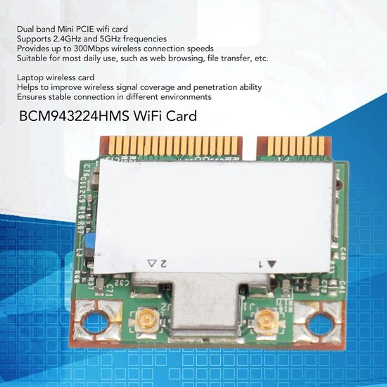 BCM943224HMS SPS Mini PCIe WiFi-adapter 300 Mbps - 2.4 GHz 5 GHz Dual ...