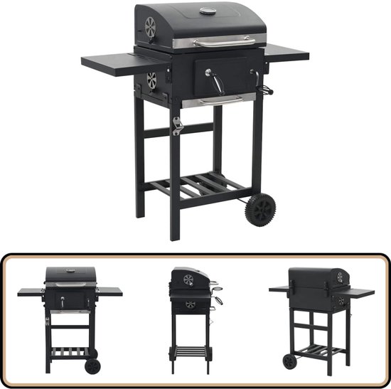 vidaXL Houtskoolbarbecue - Met Onderplank - Zwart Houten Bbq ...