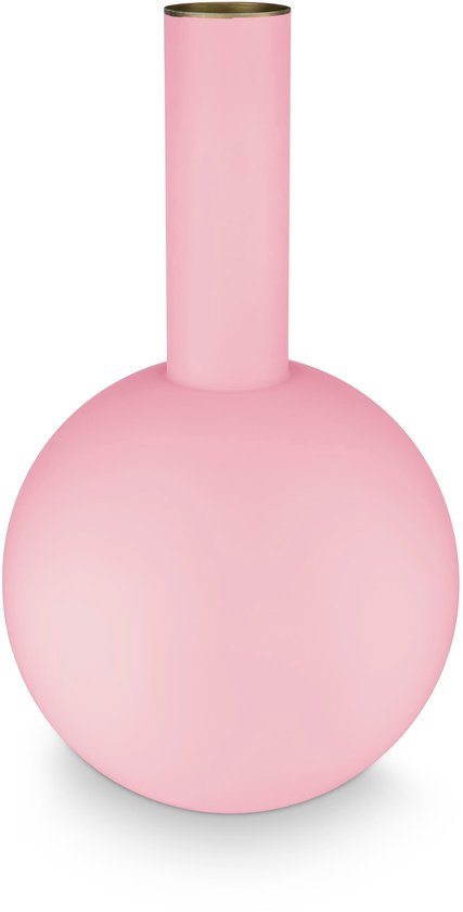 Pip Studio - Bloemenvaas - Woonaccessoires - Roze vaas - Metaal - 24.5x42cm | bol