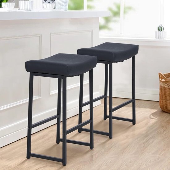 Moderne barkrukken zonder rugleuning - set van 2 - PU-leer - zithoogte ...