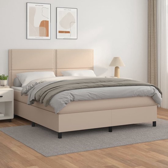 vidaXL Boxspring Kunstleer Cappuccino 180x200 cm Boxspringbed ...