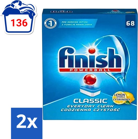 Finish Powerball - Classic - Vaatwastabletten - Citroen - 68 Tabletten ...