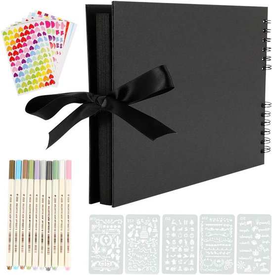 Fotoalbum 28 x 21 cm - Zelf plakken - 80 Zwarte Pagina's | bol