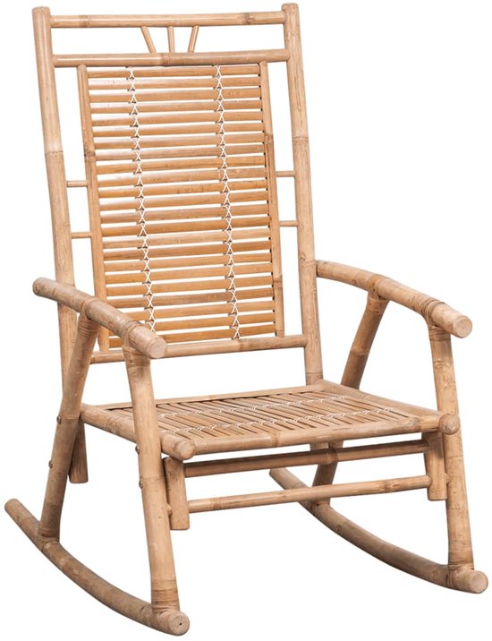 vidaXL Schommelstoel met kussen bamboe - Schommelstoel ...