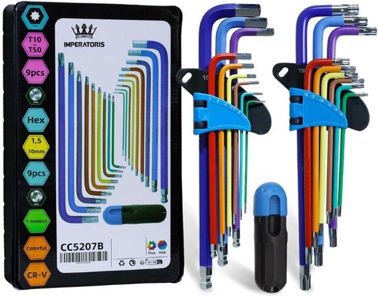 Inbussleutelset - L-vormige Inbusset met Sleutelring - Stiftsleutelset ...