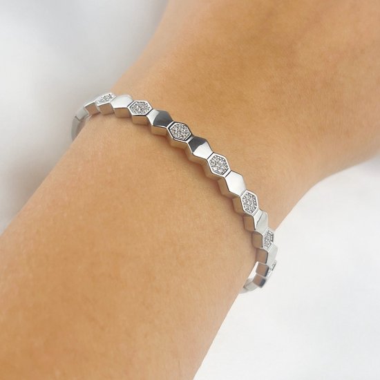 Honeycomb Bangle Bracelet Silver | bol