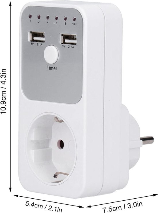 Countdown Timer Socket 180~260V 16A USB Smart Digital for Phone Charger(EU Plug) -... | bol