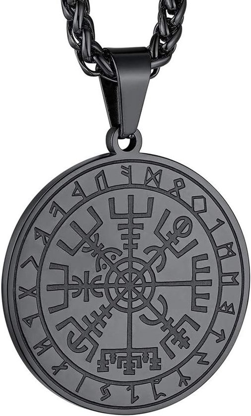 Viking Ketting met Hanger en Runentekens - Scandinavisch Kompas Odin ...