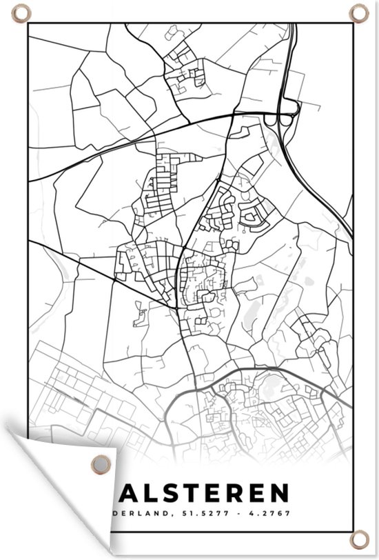 Muurdecoratie Halsteren - Kaart - Stadskaart - Plattegrond - 120x180 cm ...