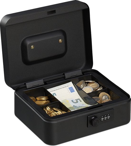 Relaxdays geldkistje met cijferslot - geldkluisje slot - kistje voor ...