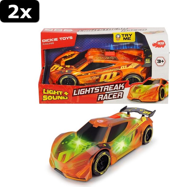 2x Dickie Toys Racing Lightstreak Racer met Licht en Geluid | bol.com