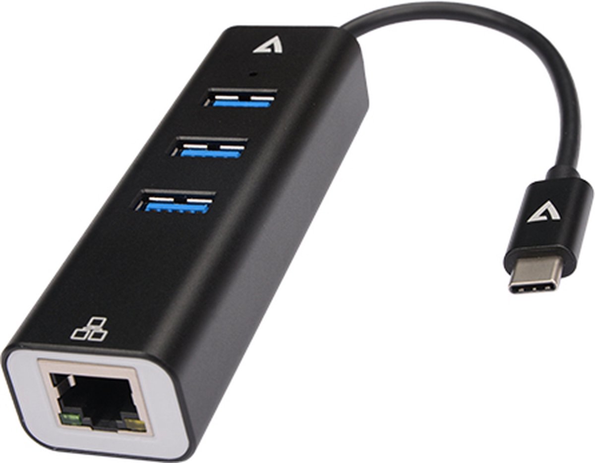 V7 V7UCRJ45USB3 interface hub USB Type-C 1000 Mbit/s Zwart | bol.com