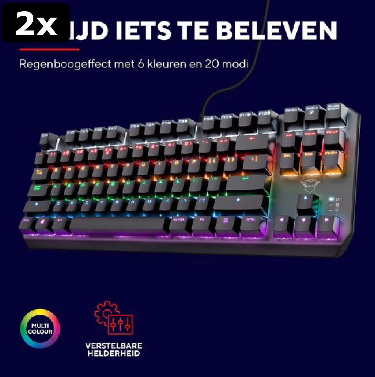 2x Trust GXT 834 Gaming TKL - Clavier Gamer Mécanique - Qwerty - Zwart ...