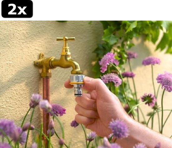 2x Hozelock Metalen kraanstuk PRO ¬æ met verloopstuk naar ¬Ω | bol.com