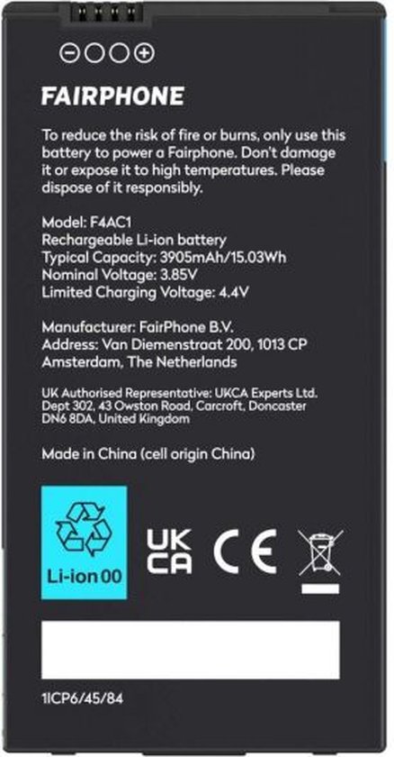 Fairphone 4 - Batterij- Los onderdeel - Zwart | bol