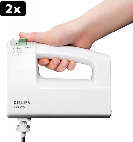 2x KRUPS 3 Mix 7000, handmixer, F608-14 Wit, 500 W, F608-14, KRUPS 3 Mengsel 7000,... | bol