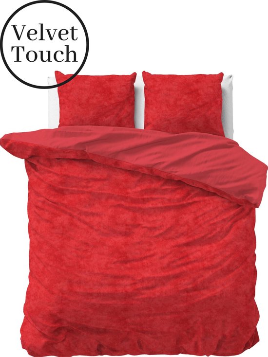 Velvet Touch Uni Rood Dekbedovertrek - 1 Persoons 140x200/220 cm + 20 ...