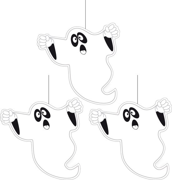 Set van 3x stuks halloween thema hangende spook/geest decoratie 20 cm ...