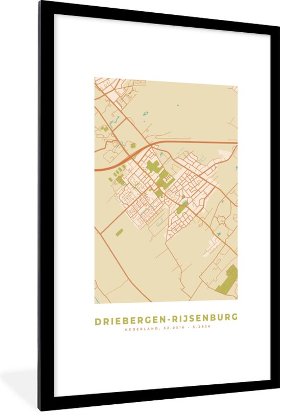 Fotolijst incl. Poster - Kaart - Plattegrond - Stadskaart - Driebergen ...