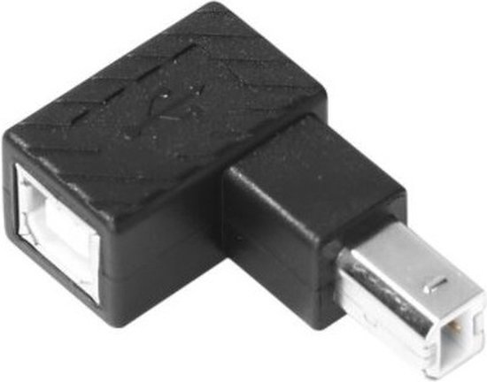 USB-B naar USB-B adapter - haaks naar boven - USB2.0 / zwart | bol