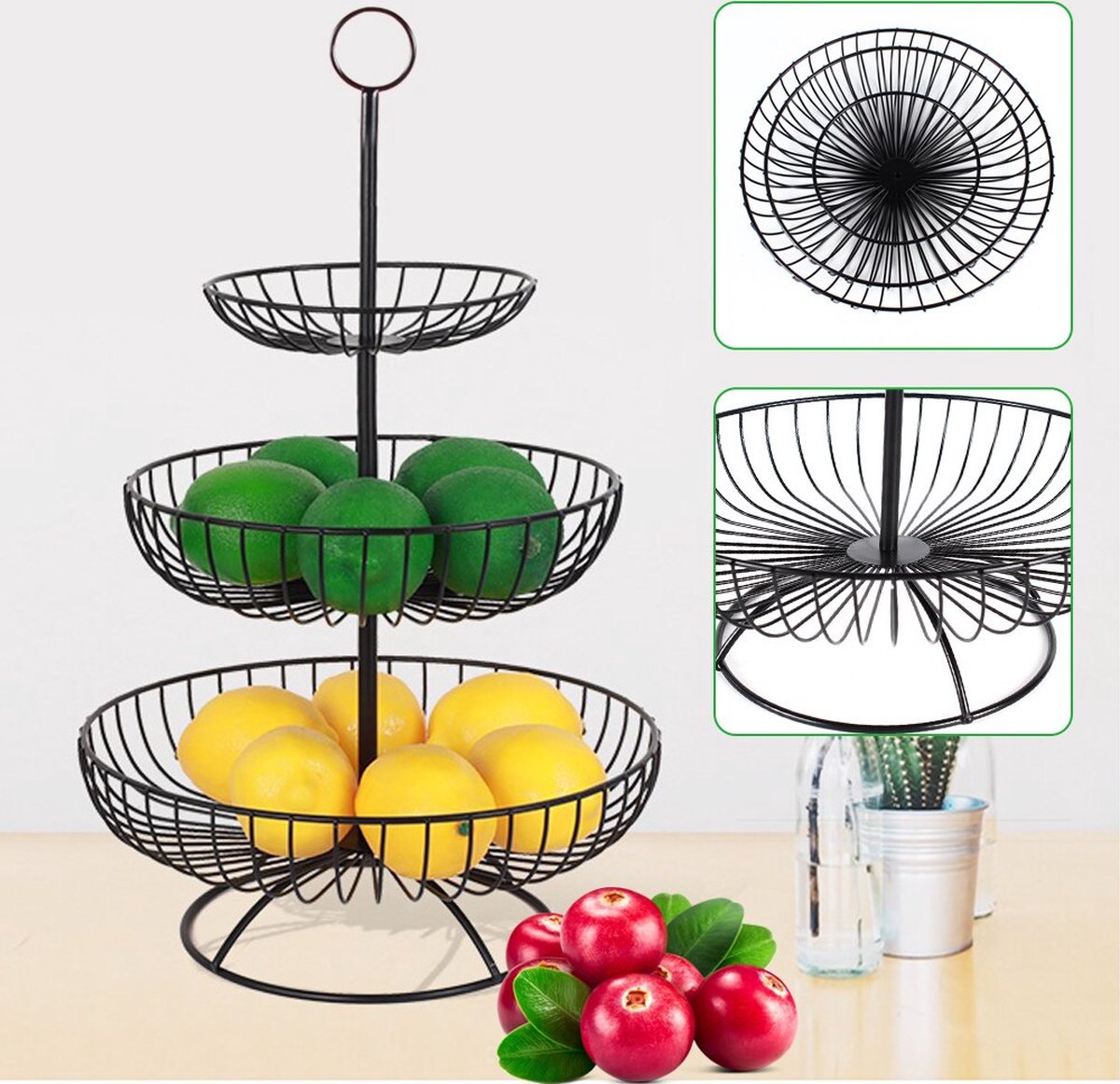 Fruitschaal - Fruit Cake Lade Plaat - 3 Tier Opbergrek Fruitschaal ...