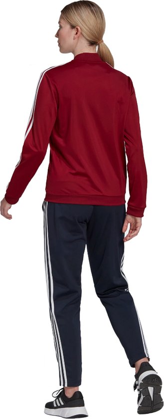 Adidas Essentials 3 Stripes Dames Trainingspak In De Kleur Rood