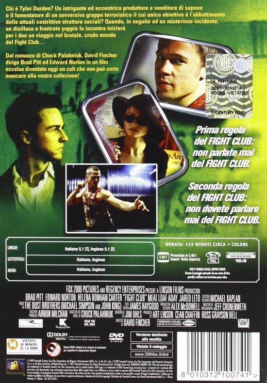 20th Century Fox Fight Club DVD Engels, Italiaans, Brad Pitt | Muziek | bol