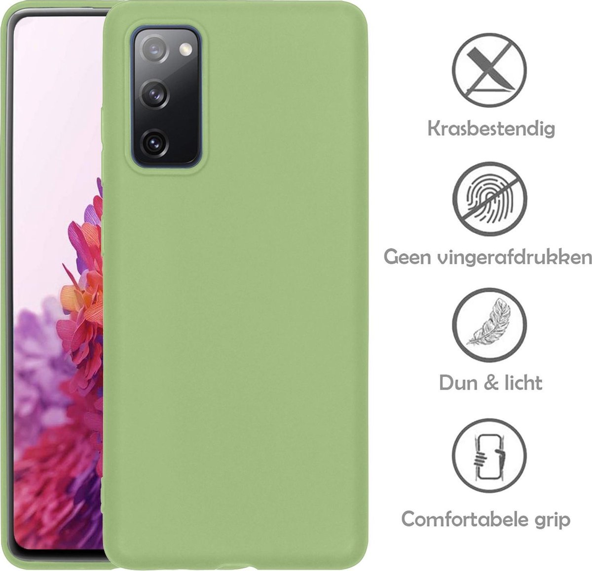 Samsung S20 FE Hoesje Siliconen Cover met 2x Screenprotector - Groen | bol.com