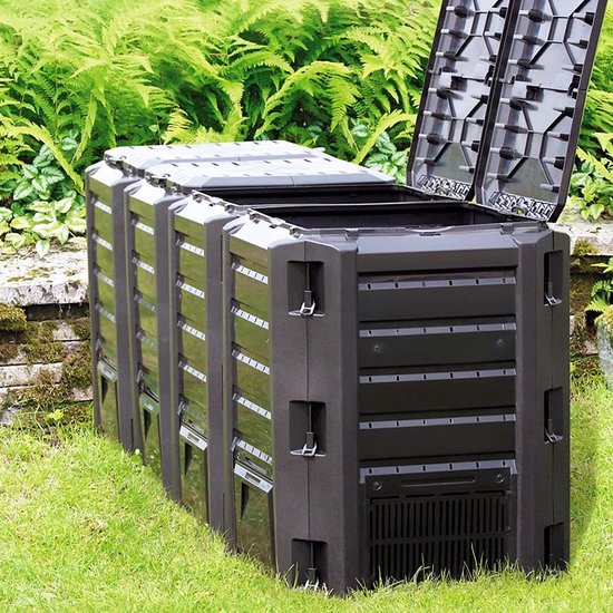 Prosperplast Composter 800 liter met 2 vaten zwart | bol.com