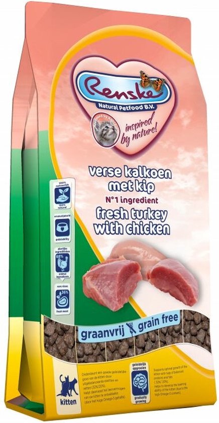 8x Renske Super Premium Droog Kat Kitten Kalkoen & Kip 400 gr | bol