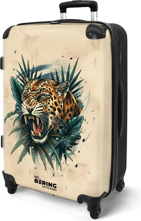 NoBoringSuitcases.com® - Koffer groot - Rolkoffer lichtgewicht - Beige ...