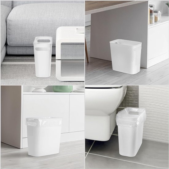 Prullenbak 6 L Wit Kleine - Dunne Plastic Afval Bakjes met Handvatten ...