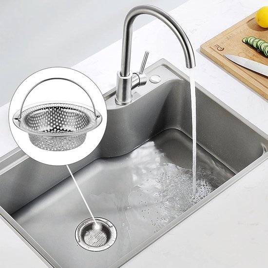 Zeef voor gootsteen afvoer met handvat - 2 stuks - 11 cm - roestvrij ...