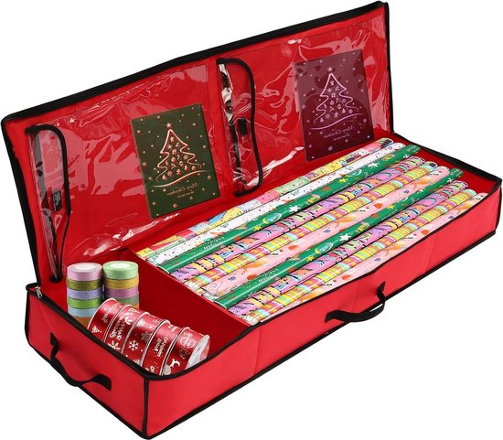 Opbergcontainers voor inpakpapier - Kerstlint en bogen organizer ...