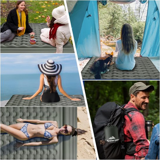 Zelfopblazende campingslaapmat, slaapmat voor 2 personen, 200 x 140 cm met ingebouwde... | bol