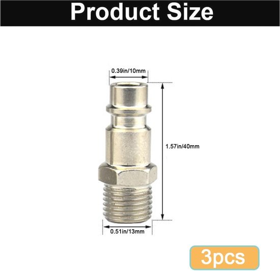 Persluchtnippel met Buitendraad 1/4" - Set van 3 Snelkoppelingen voor ...