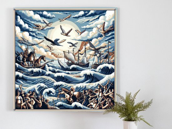 Pixel art relief schilderij | Pixelated dimension: A textured mosaic of ...