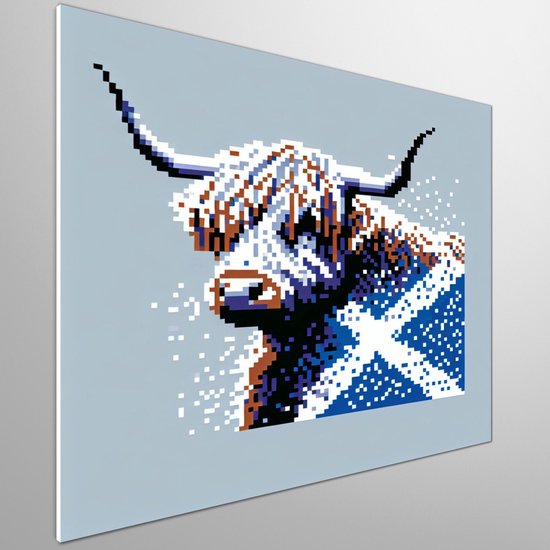 Pixel art schotse hooglander schilderij | Prachtige pixelige schotse ...