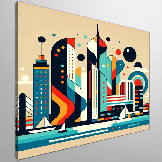 Modern rotterdam schilderij | Rotterdamse skyline in futuristische ...
