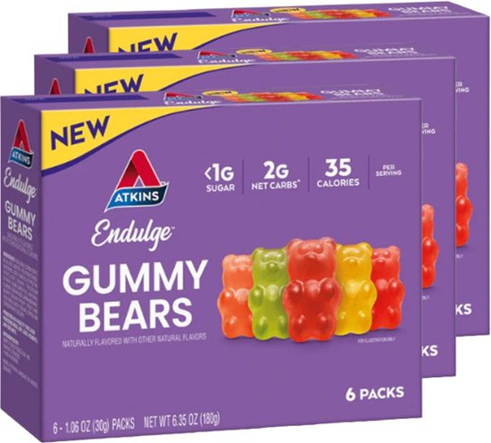Atkins | Endulge | Gummy Bears | 3 stuks | 3 x 180 gram | bol