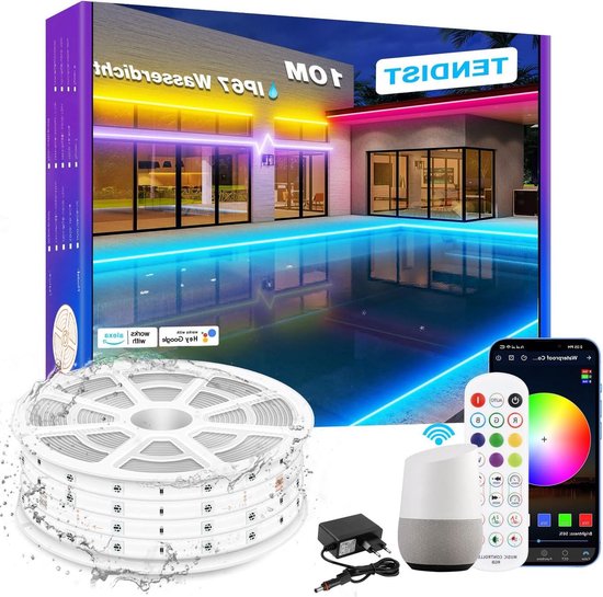 Led Strip 10m waterdicht IP67 RGB wifi ledstrip voor buiten - muziek ...