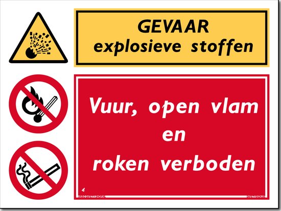 Gevaar Explosieve stoffen / vuur, open vlam en roken verboden ...
