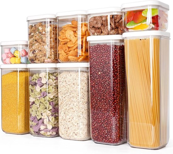 Storage Boxes Kitchen Organiser with Lid - Set of 10 Airtight Storage ...