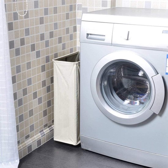Opvouwbare wasmand smal design ruimtebesparend met wielen 44 l - Grijs ...