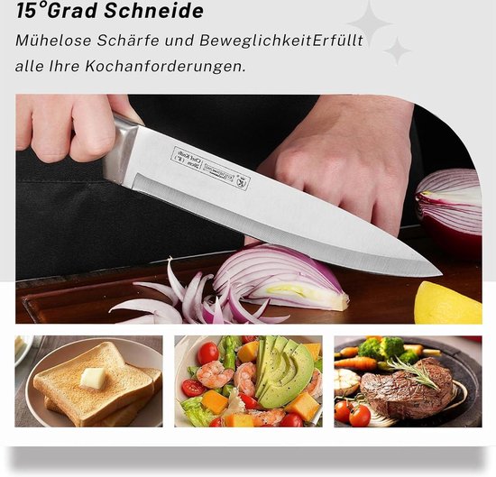 9-Piece Kitchen Knife Set - Rotating Acrylic Knife Block - Sharp Non ...