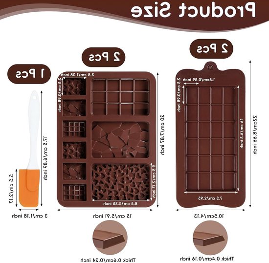 Chocolade vorm siliconen 4 stuks - chocoladevorm - siliconen spatel ...